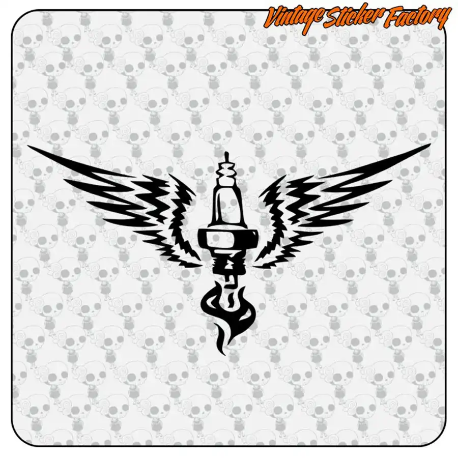 SPARK PLUG WITH WINGS STICKER. BUY VINYL STICKERS.